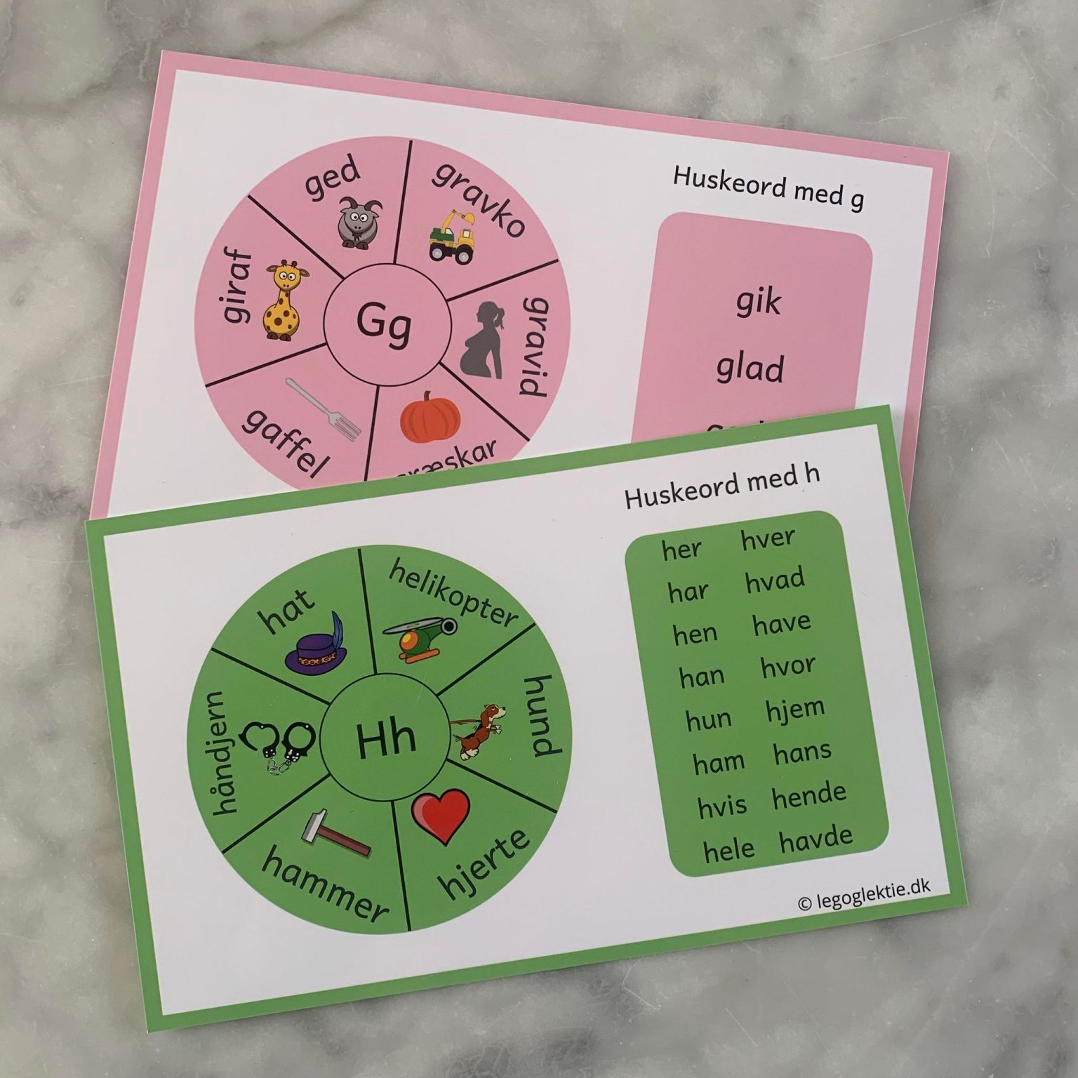 Store bogstav- og ordkort (Lær bogstaver) - Leg og Lektie - butikken