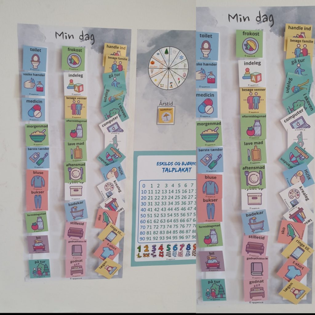 "Min dagsplan" - dagsskema med piktogrammer (velcro & stickers) - Leg ...