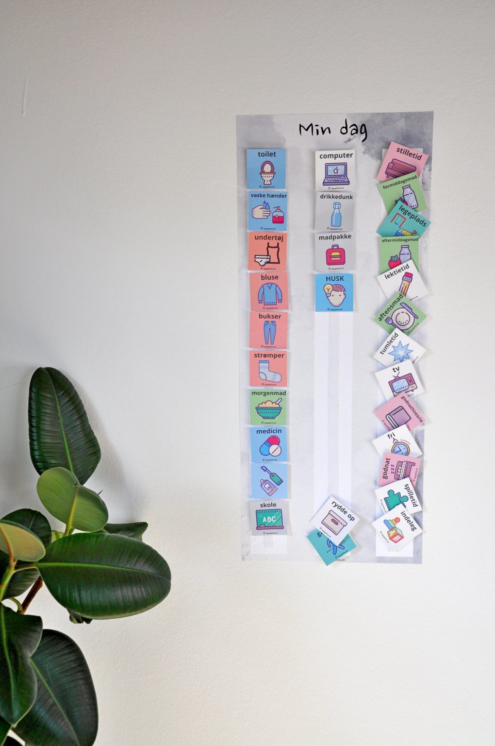 "Min dagsplan" - dagsskema med piktogrammer (velcro & stickers) - Leg ...
